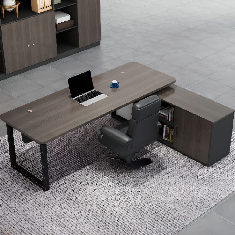 Meja Kantor Direktur L Shape Minimalis - Furniture Kantor