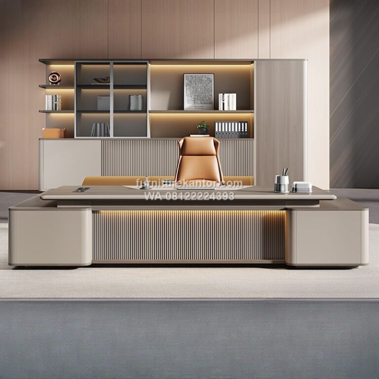Meja Direksi Kantor L Shape Minimalis Modern - Furniture Kantor