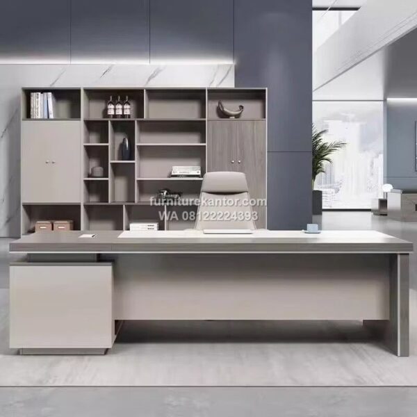 Meja Kerja Direktur L Shape Minimalis Modern - Furniture Kantor